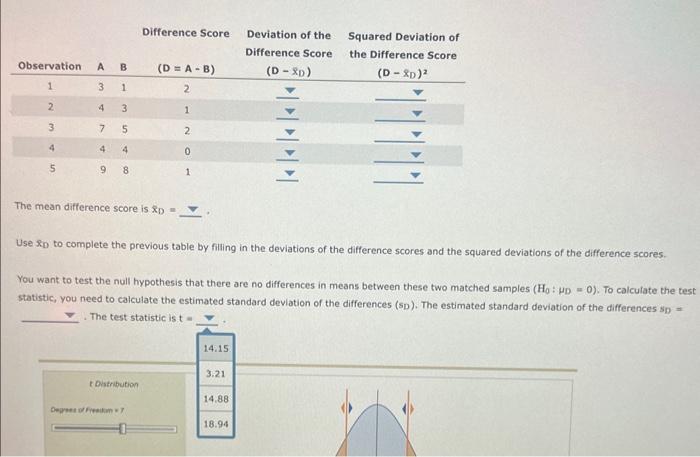 Solved 8. Calculating mean differences for matched samples | Chegg.com