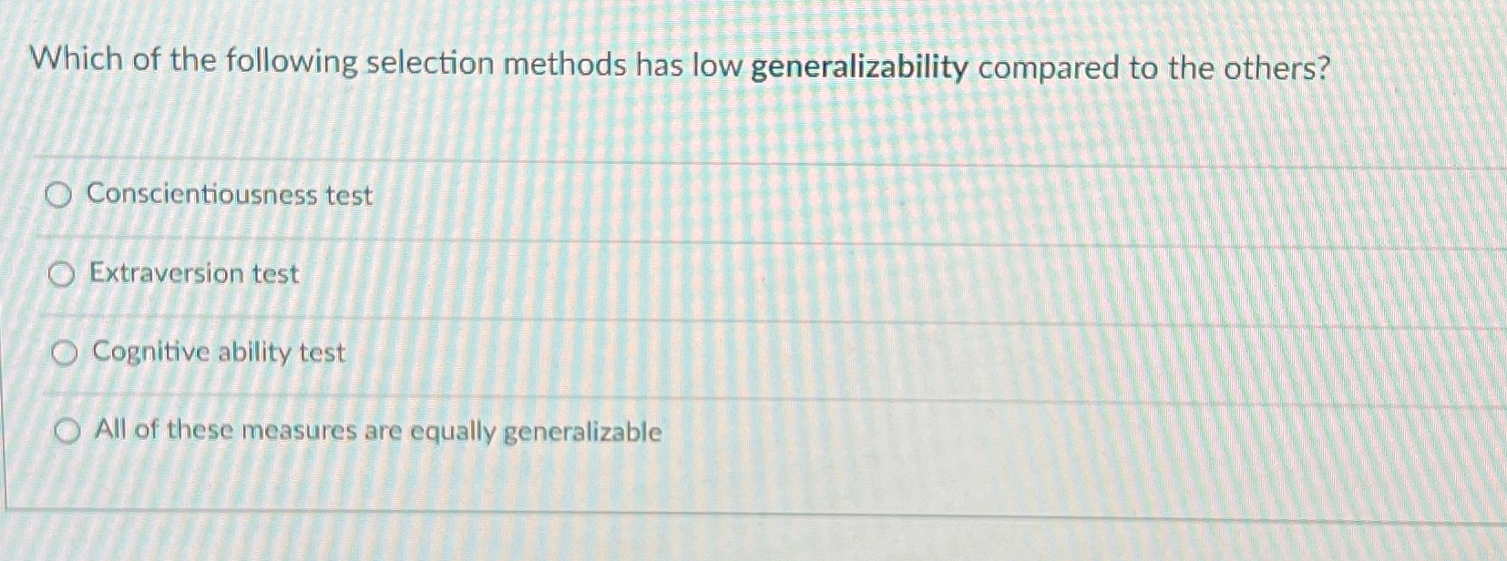 Solved Which of the following selection methods has low | Chegg.com