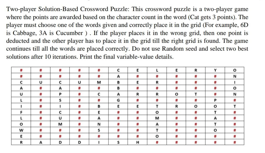 Solved Two-player Solution-Based Crossword Puzzle: This | Chegg.com