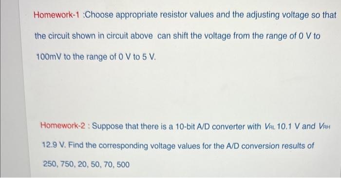 Solved Homework-1 :Choose appropriate resistor values and | Chegg.com
