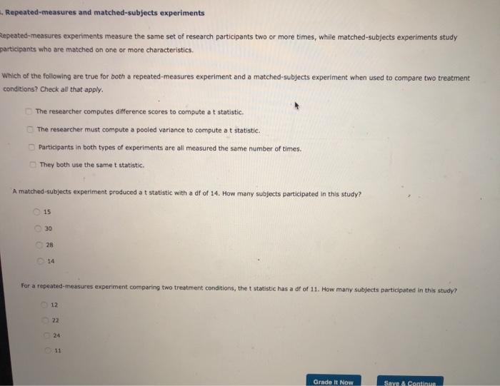 Solved repeated measures experiment measure the seams that | Chegg.com