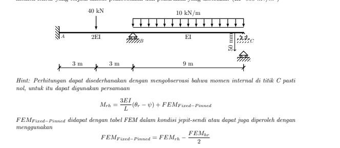 Solved 40 KN 10 kN/m WIZ 2ΕΙ EI 50 mm 3 m 3 m 9 m + Hint: | Chegg.com