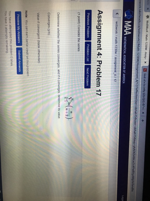 Solved WebWork: Math-1230W : Assign X 5 limit of n to infty | Chegg.com