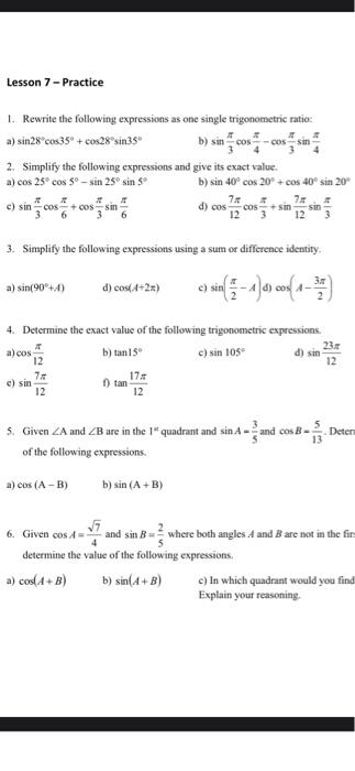 Solved Lesson 7 - Practice 1. Rewrite the following | Chegg.com