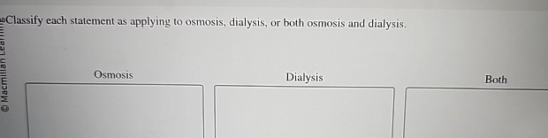 Solved Classify each statement as applying to osmosis, | Chegg.com