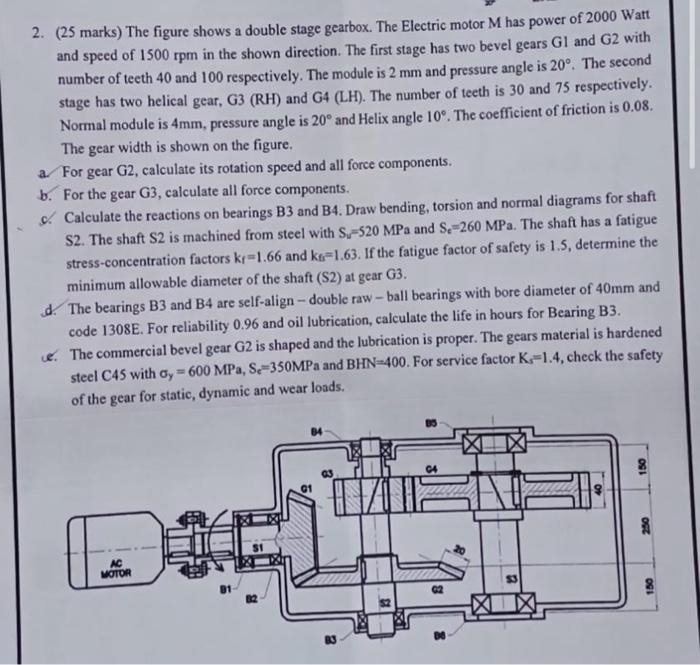 Solved 2. (25 marks) The figure shows a double stage | Chegg.com