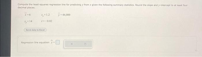 Solved Compute the least-squares regression line for | Chegg.com