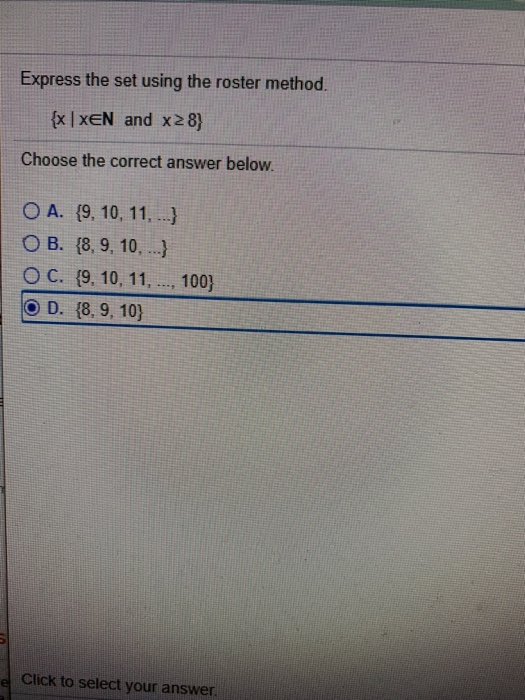 Solved Express the set using the roster method. {x|XEN and | Chegg.com