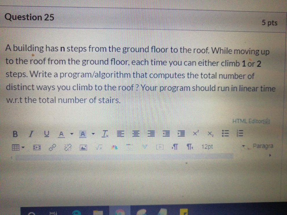 Solved Question 25 5 pts A building has n steps from the | Chegg.com