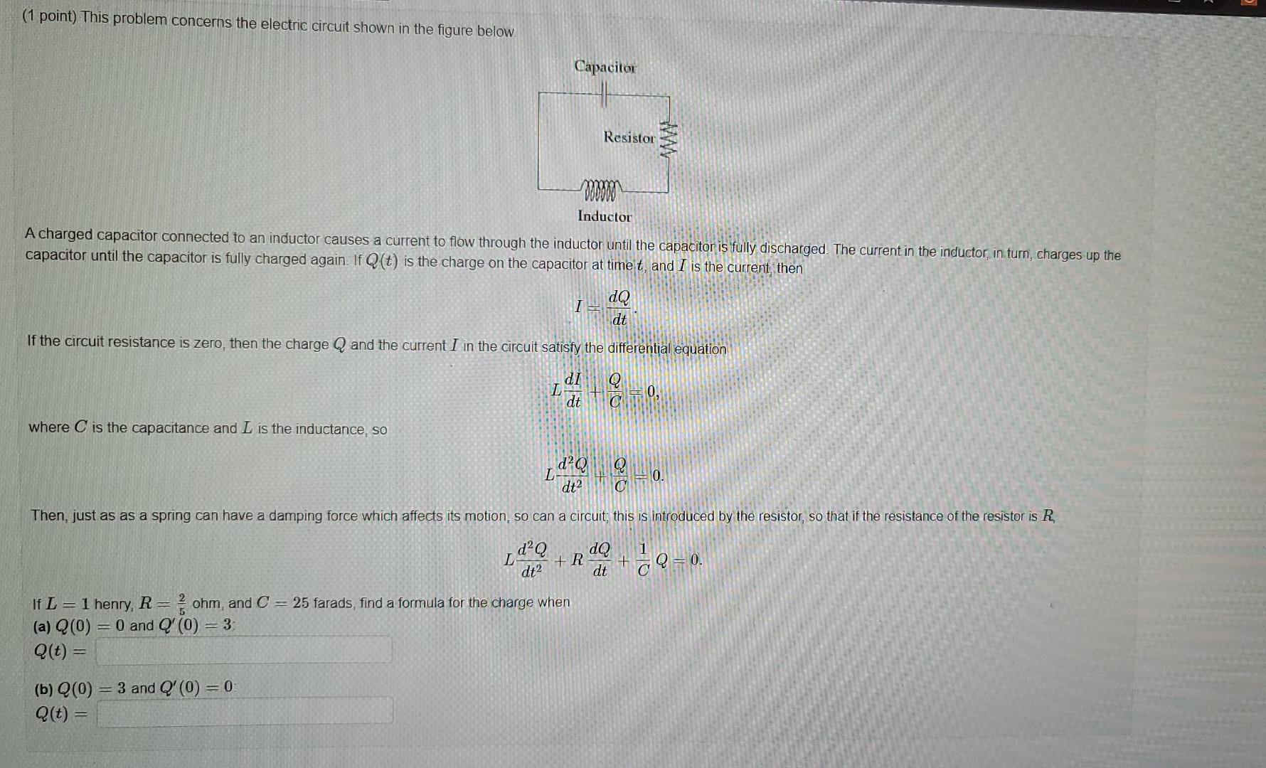 Solved 1 Point This Problem Concerns The Electric Circuit