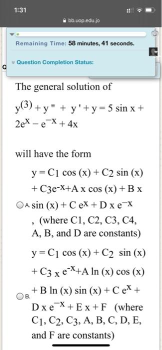 Solved 1:31 .: bb.uop.edu.jo Remaining Time: 58 minutes, 41 | Chegg.com