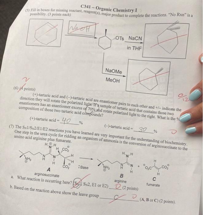 Solved C341 - Organic Chemistry I (5) Fill in boxes for | Chegg.com