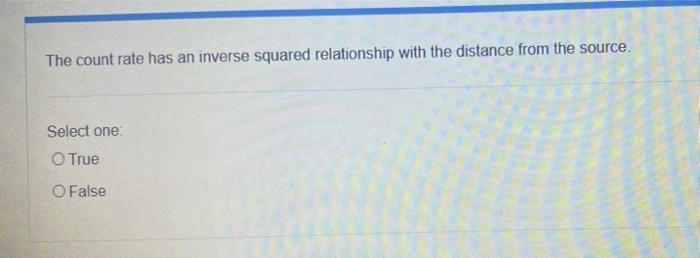 Solved The count rate has an inverse squared relationship | Chegg.com