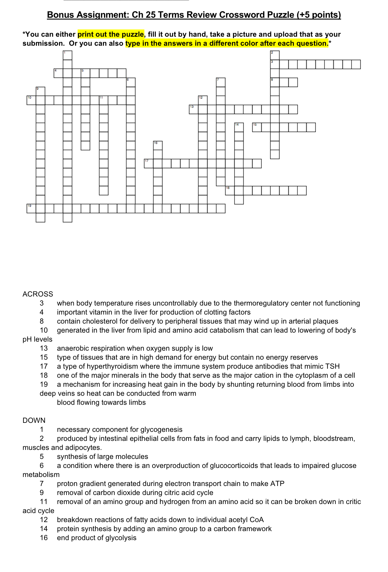 Solved Bonus Assignment: Ch 25 ﻿Terms Review Crossword | Chegg.com