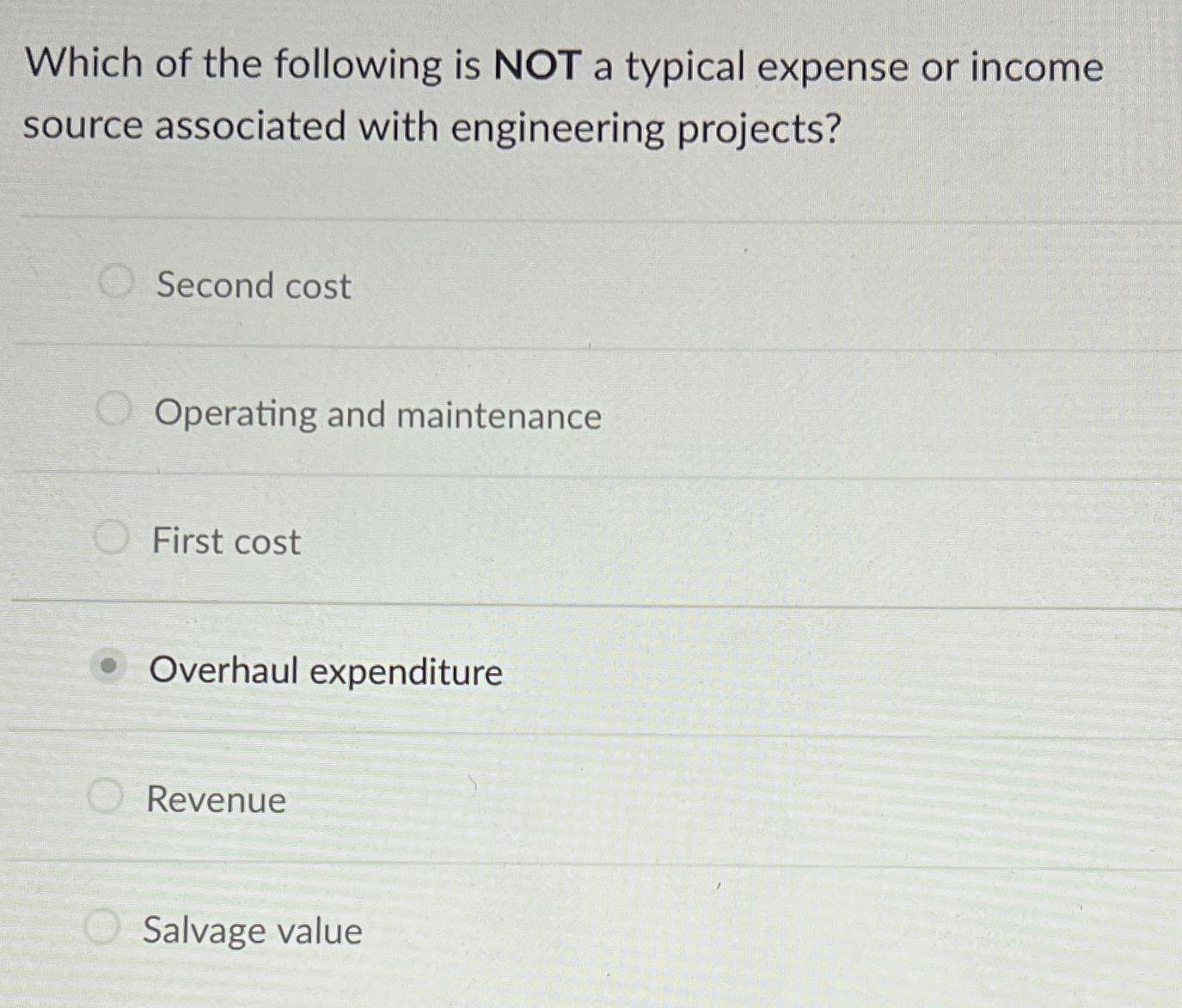 Solved Which of the following is NOT a typical expense or | Chegg.com