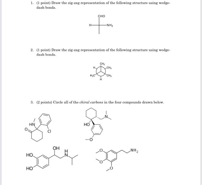 Solved 1. (1 point) Draw the zig-zag representation of the | Chegg.com