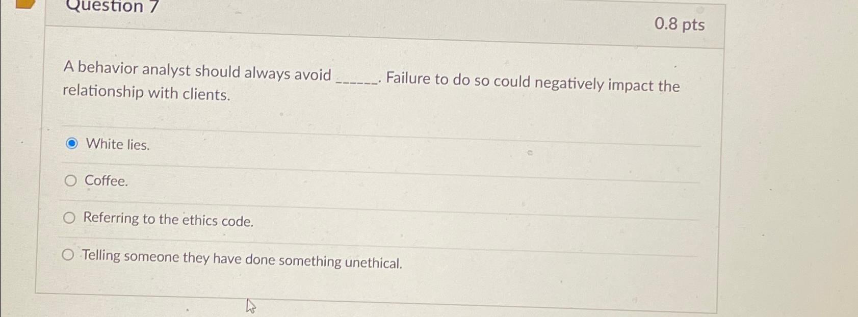 Solved A behavior analyst should always avoid relationship | Chegg.com