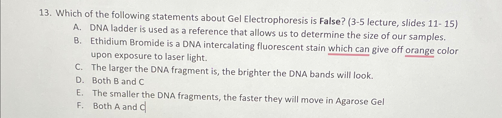 Solved Which of the following statements about Gel | Chegg.com