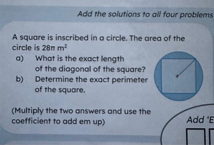 Solved Add the solutions to all four problems A square is | Chegg.com