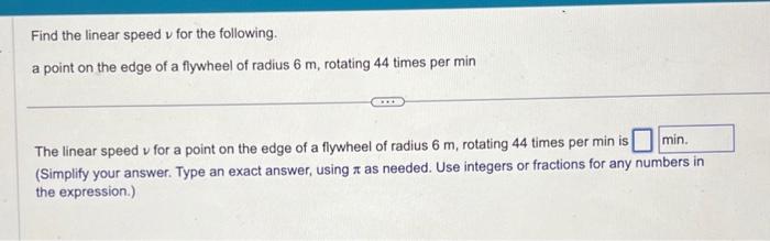 Solved Find the linear speed v for the following. a point on | Chegg.com