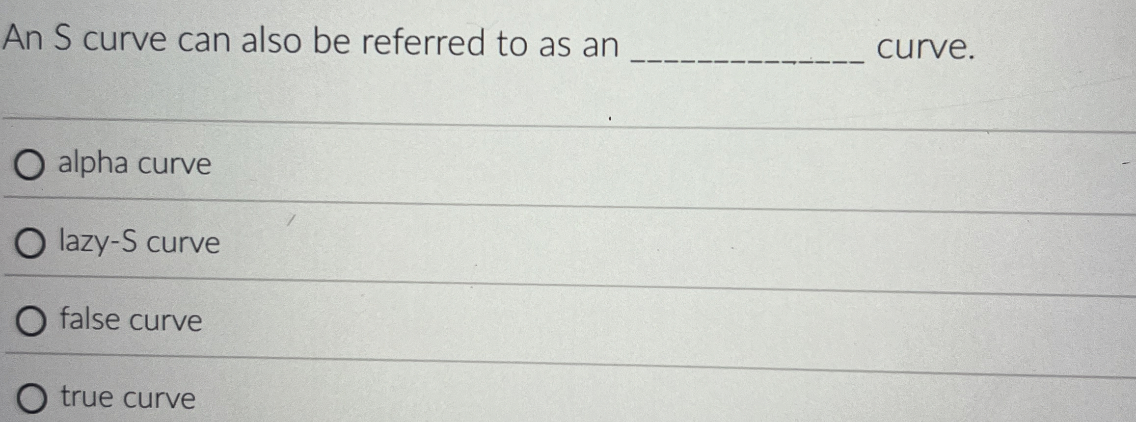 Solved An S ﻿curve can also be referred to as ancurve.alpha | Chegg.com