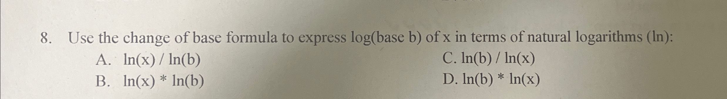 Solved Use the change of base formula to express base b) | Chegg.com