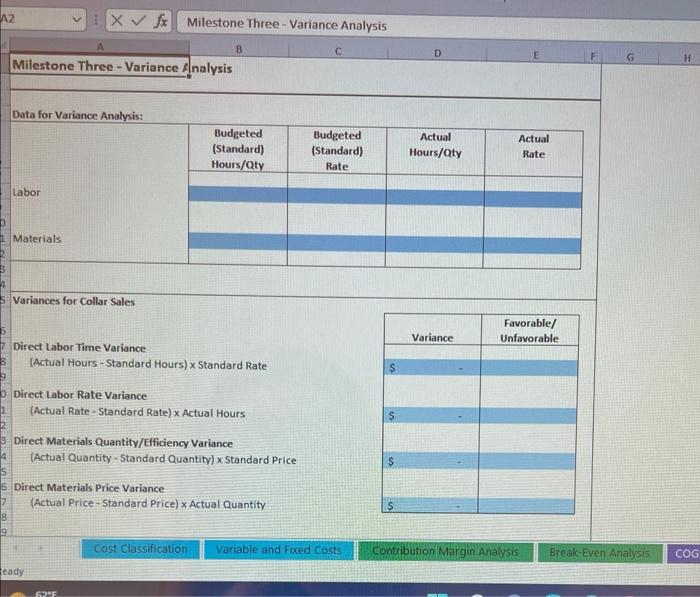 Milestone One - Variable and Fired Costs Collars | Chegg.com