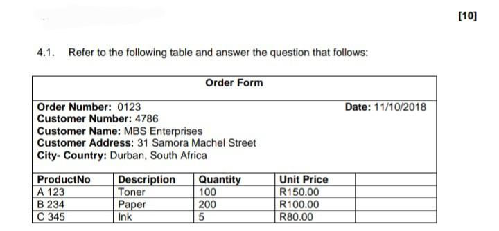 Solved 1. Refer to the following table and answer the | Chegg.com