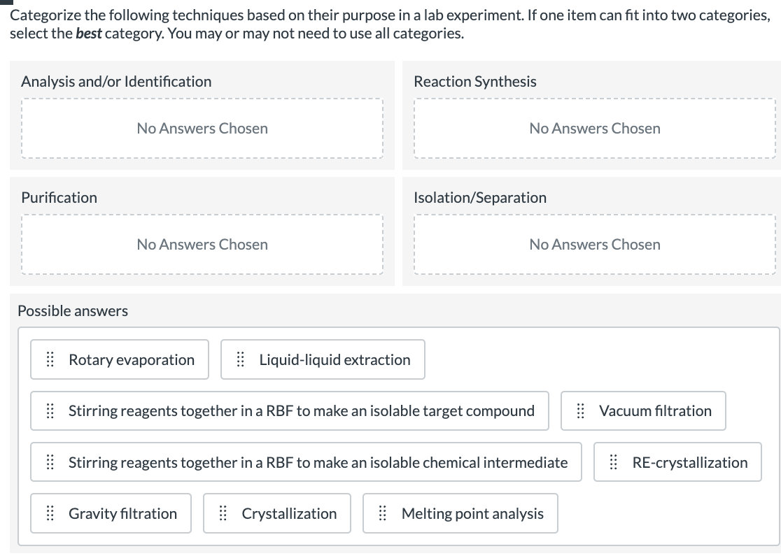 Solved Categorize the following techniques based on their | Chegg.com
