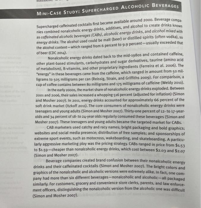 MINI-CASE STUDY: SUPERCHARGED ALCOHOLIC BEVERAGES | Chegg.com