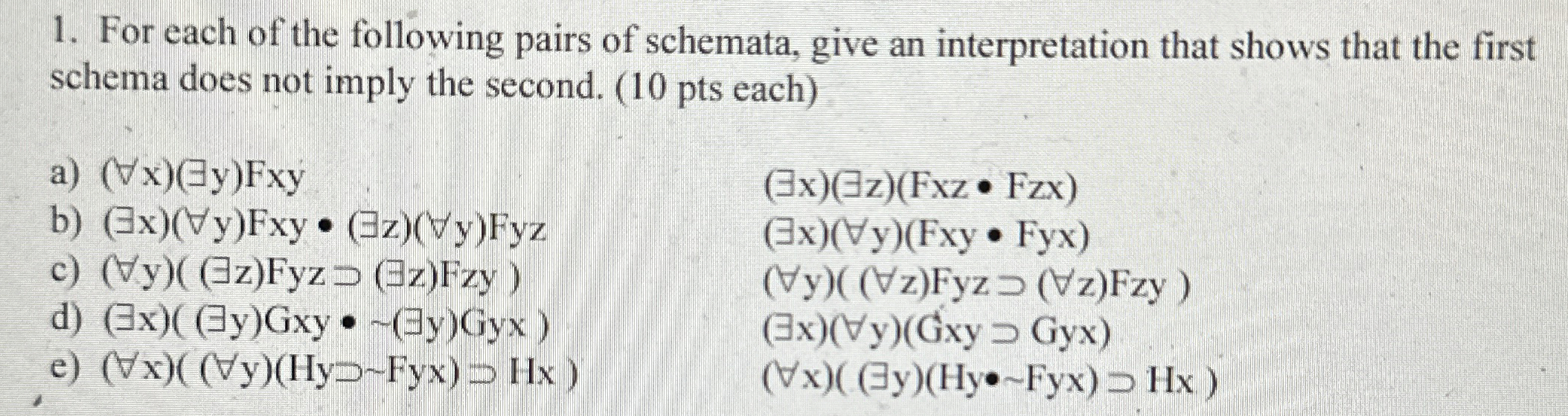 For each of the following pairs of schemata, give an | Chegg.com