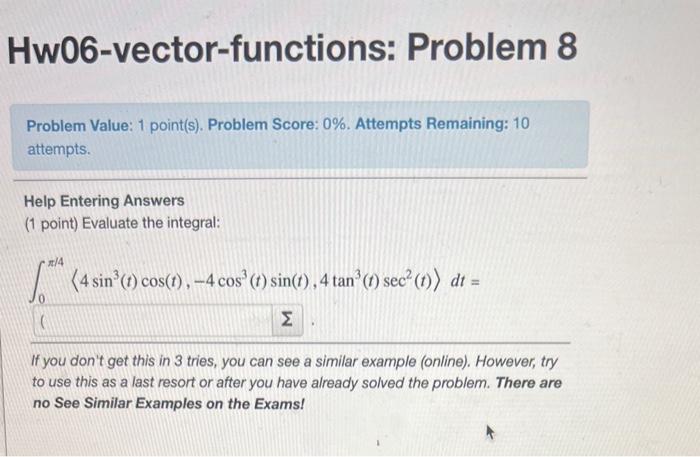 Solved Hw06 Vector Functions Problem 8 Problem Value 1 8463