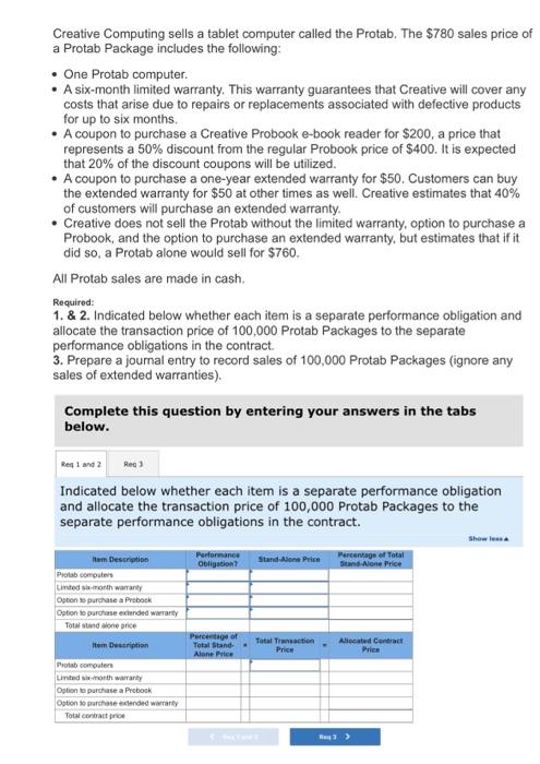 Solved Creative Computing sells a tablet computer called the | Chegg.com