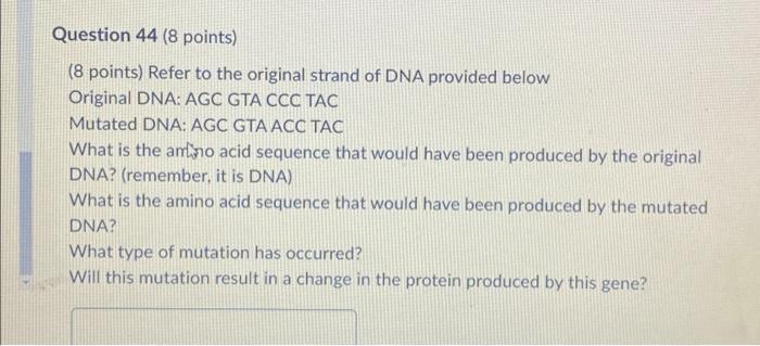 Solved (8 points) Refer to the original strand of DNA | Chegg.com
