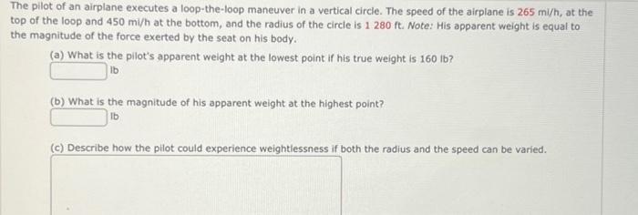 Solved The pilot of an airplane executes a loop-the-loop | Chegg.com