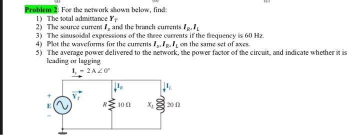 Solved Problem 2: For the network shown below, find: 1) The | Chegg.com