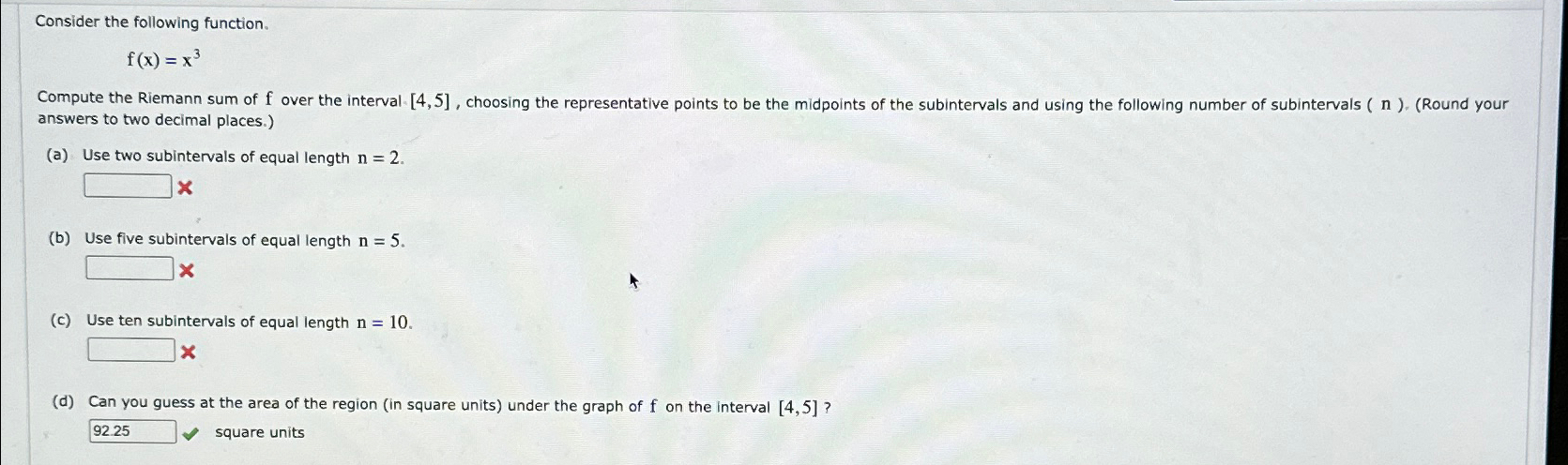 Solved Consider the following function.f(x)=x3answers to two | Chegg.com