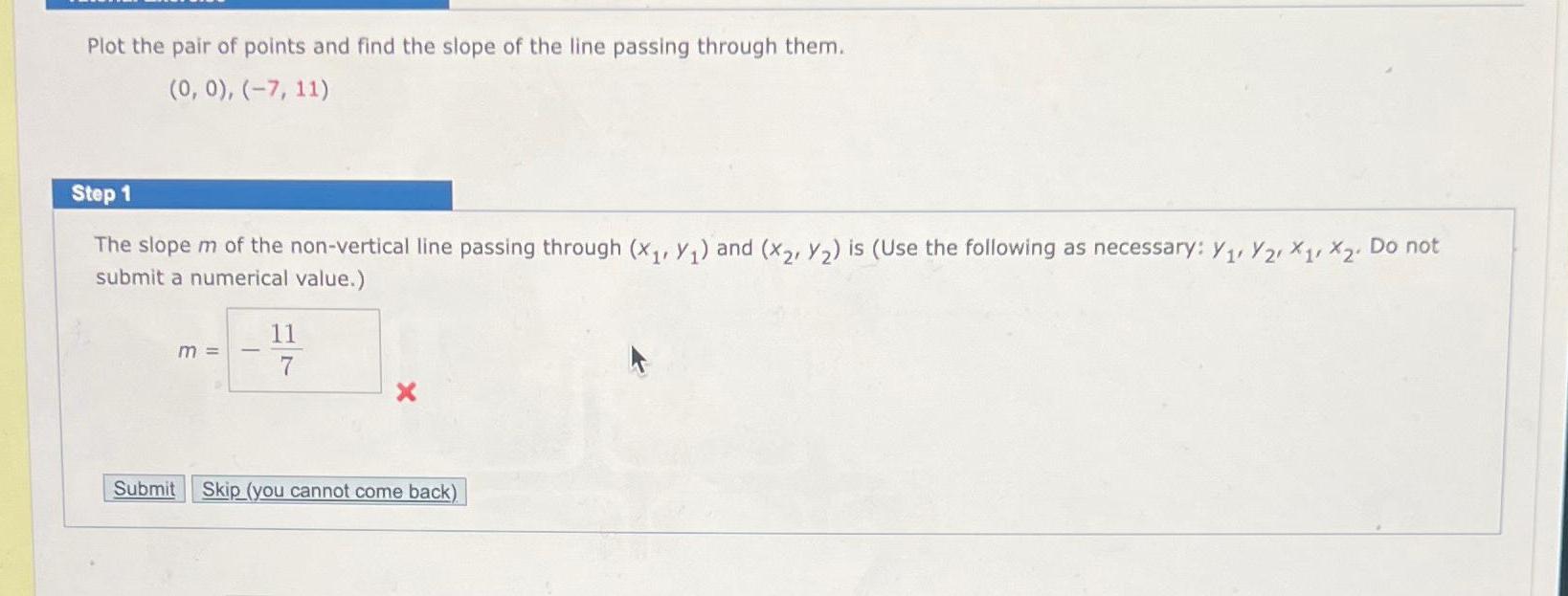 Solved Plot the pair of points and find the slope of the | Chegg.com
