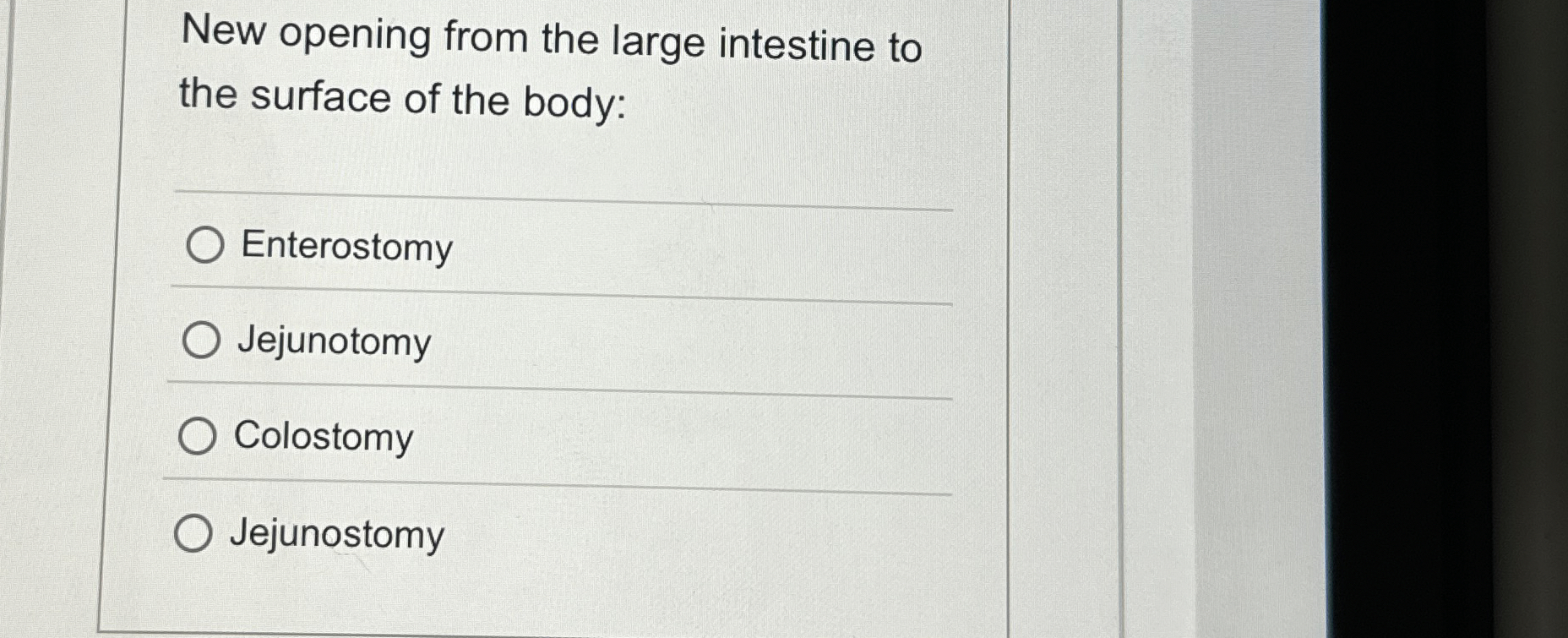 Solved New opening from the large intestine tothe surface of | Chegg.com