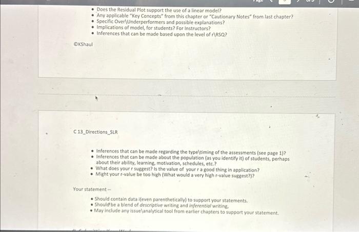 Solved SLR Output Table, Graph, and Residual Plot CONTEXT | Chegg.com