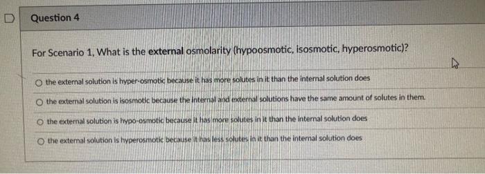 For Scenario 2: What is the external osmolarity | Chegg.com