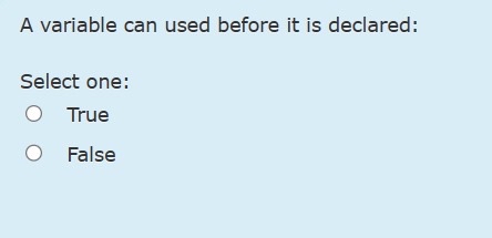 Solved A variable can used before it is declared:Select | Chegg.com