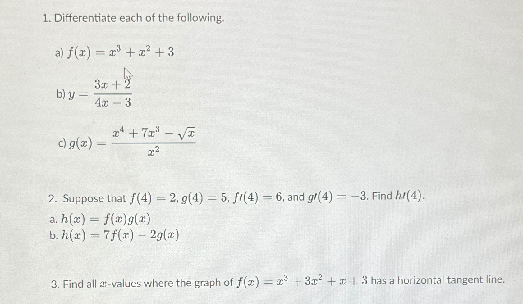 Solved Differentiate each of the | Chegg.com