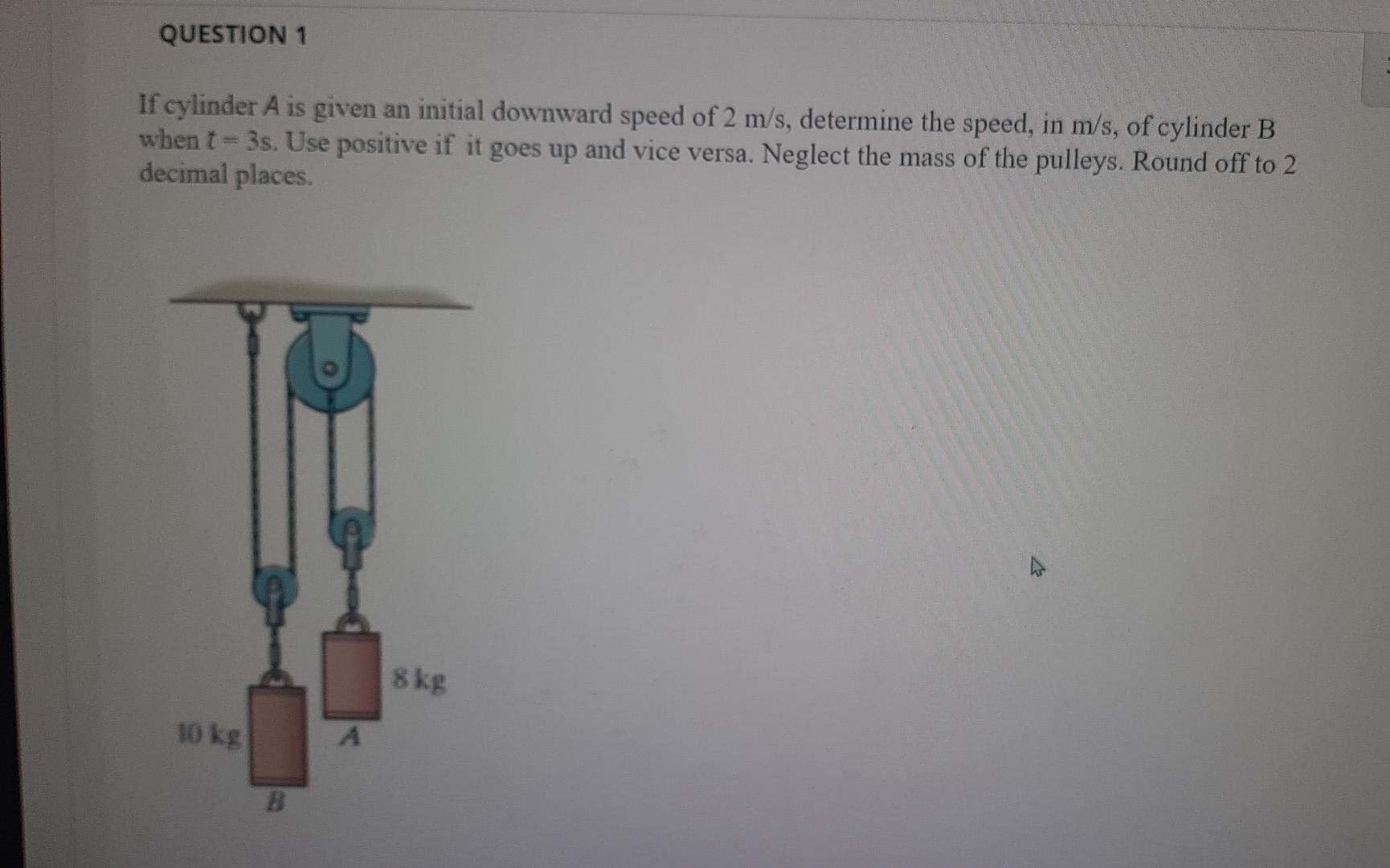 Solved QUESTION 1 If cylinder A is given an initial downward | Chegg.com