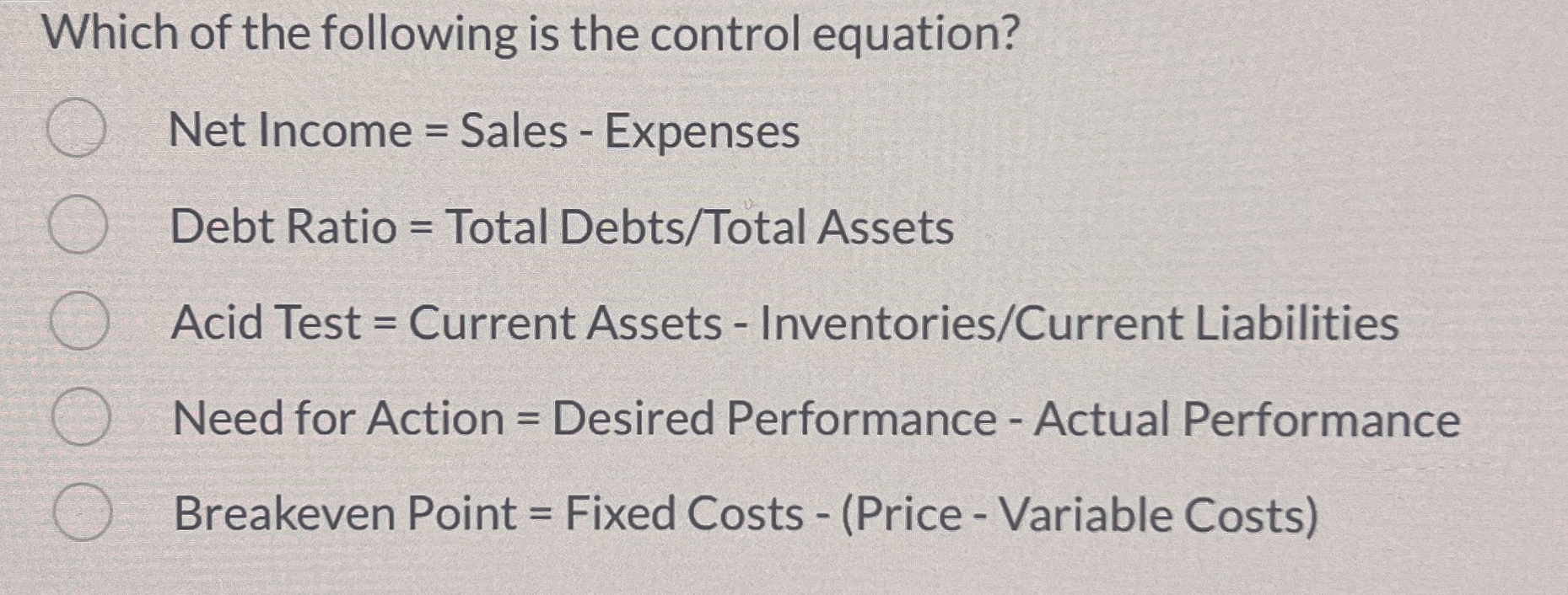 Solved Which of the following is the control equation?Net | Chegg.com