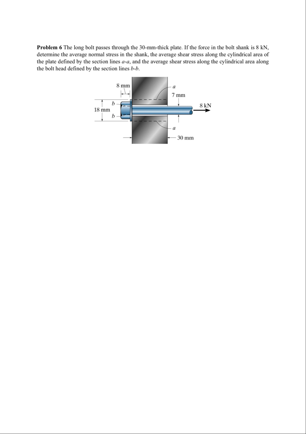 Solved Problem 6 ﻿The long bolt passes through the | Chegg.com
