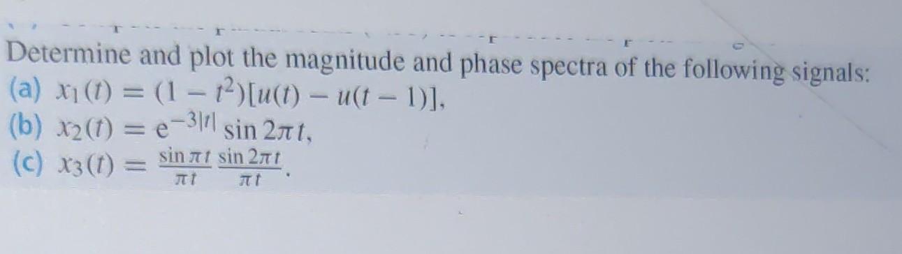 Determine and plot the magnitude and phase spectra of | Chegg.com