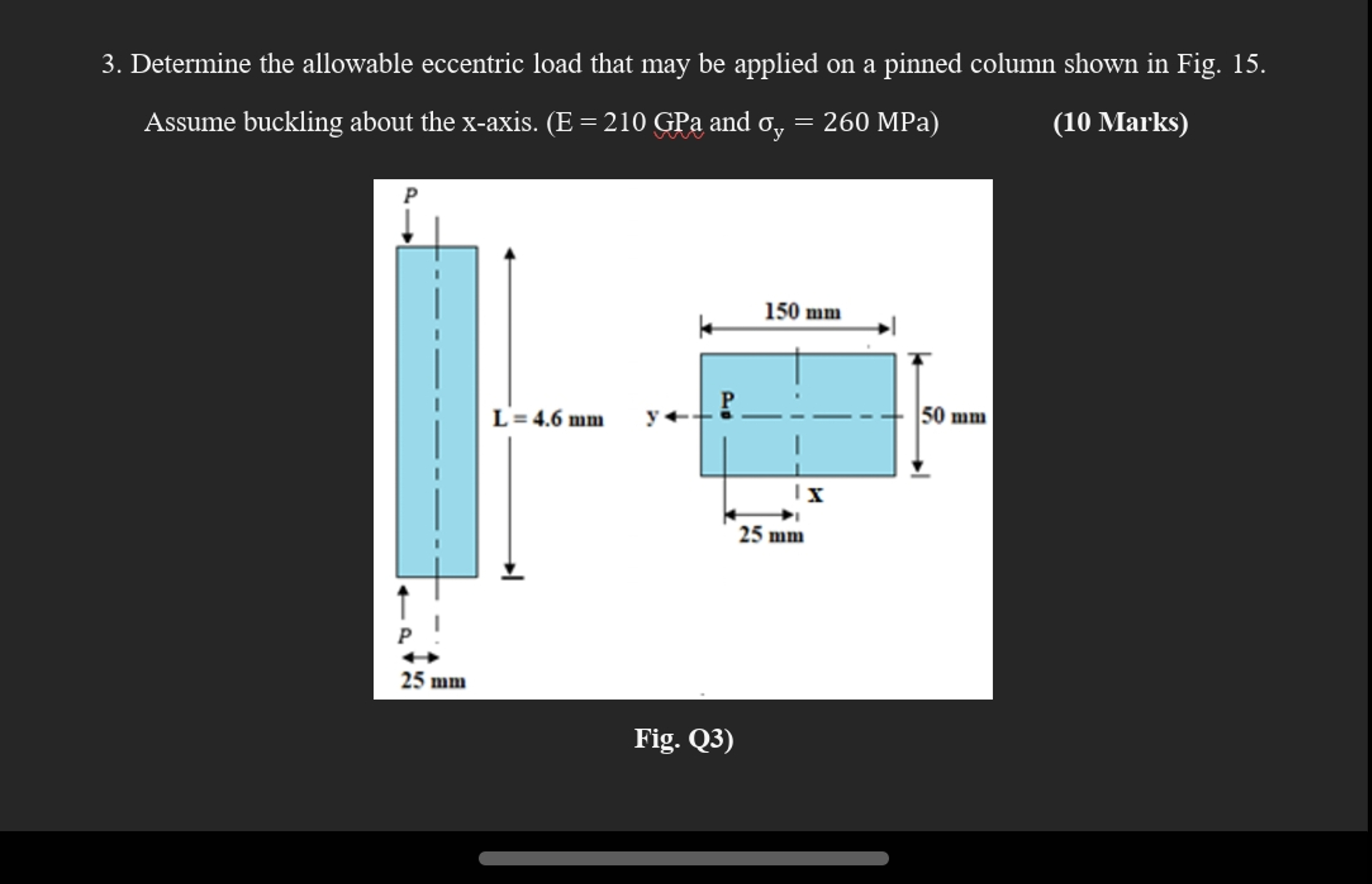 Solved Determine the allowable eccentric load that may be | Chegg.com