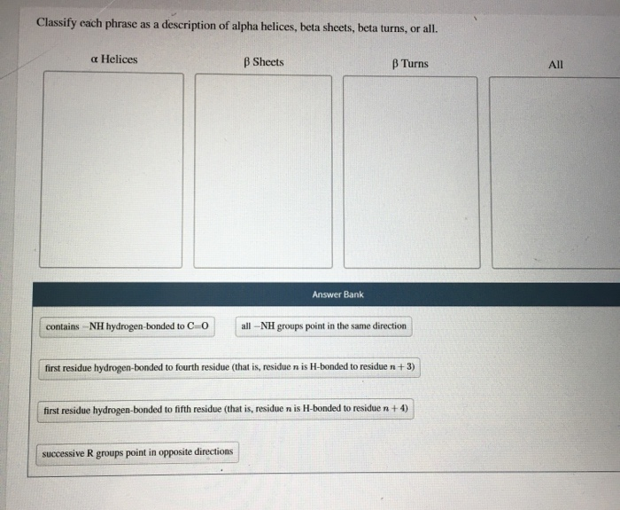 Solved Classify each phrase as a description of alpha | Chegg.com