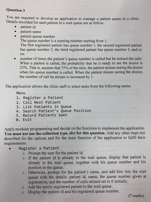 Solved Question 3 You are required to develop an application | Chegg.com